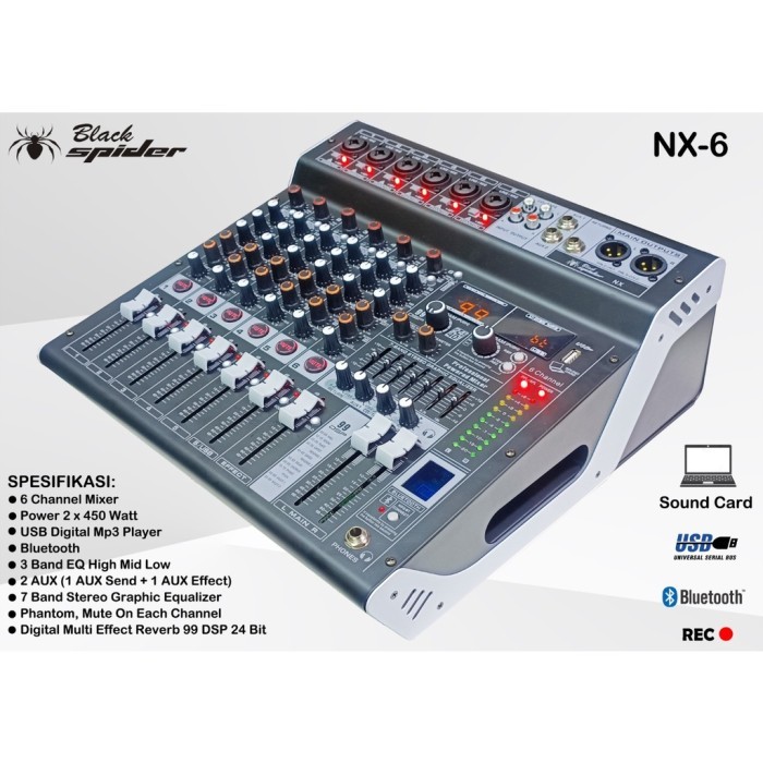 Jual Power Mixer Black Spider NX6 Blackspider NX 6 Channel Original | Shopee Indonesia