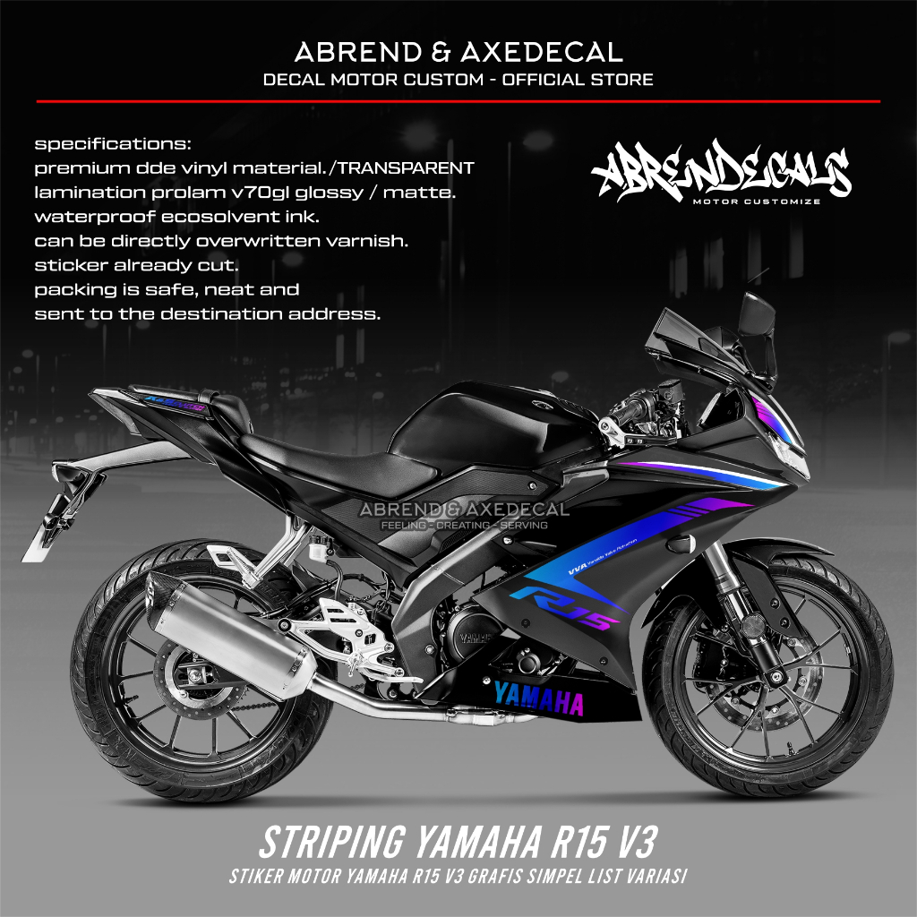 Jual Striping R15 V3 Grafis Simpel List Rainbow / Stiker Motor Yamaha ...
