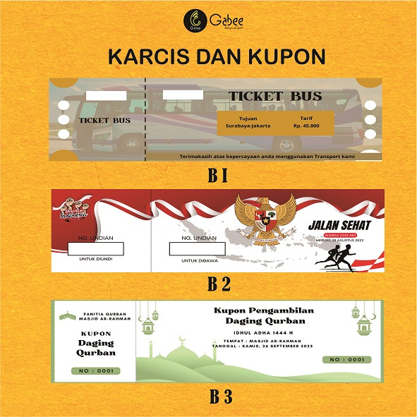 Jual KUPON UNDIAN / KARCIS PARKIR RETRIBUSI / KUPON JALAN SEHAT / TIKET ...