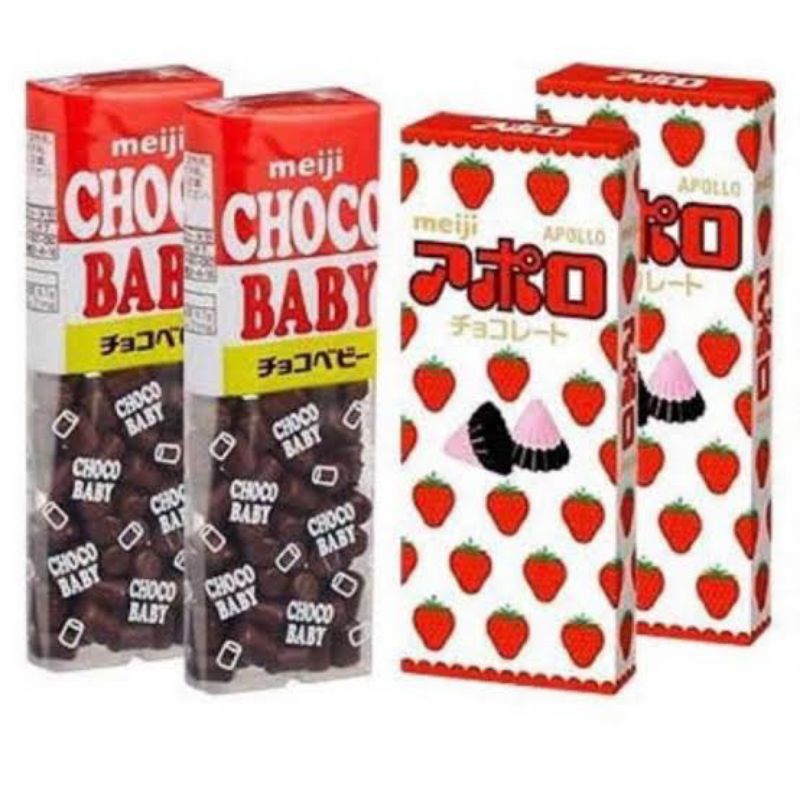 Jual Meiji Choco Baby & Apollo Strawberry Mini - Meiji Chocolate Japan ...