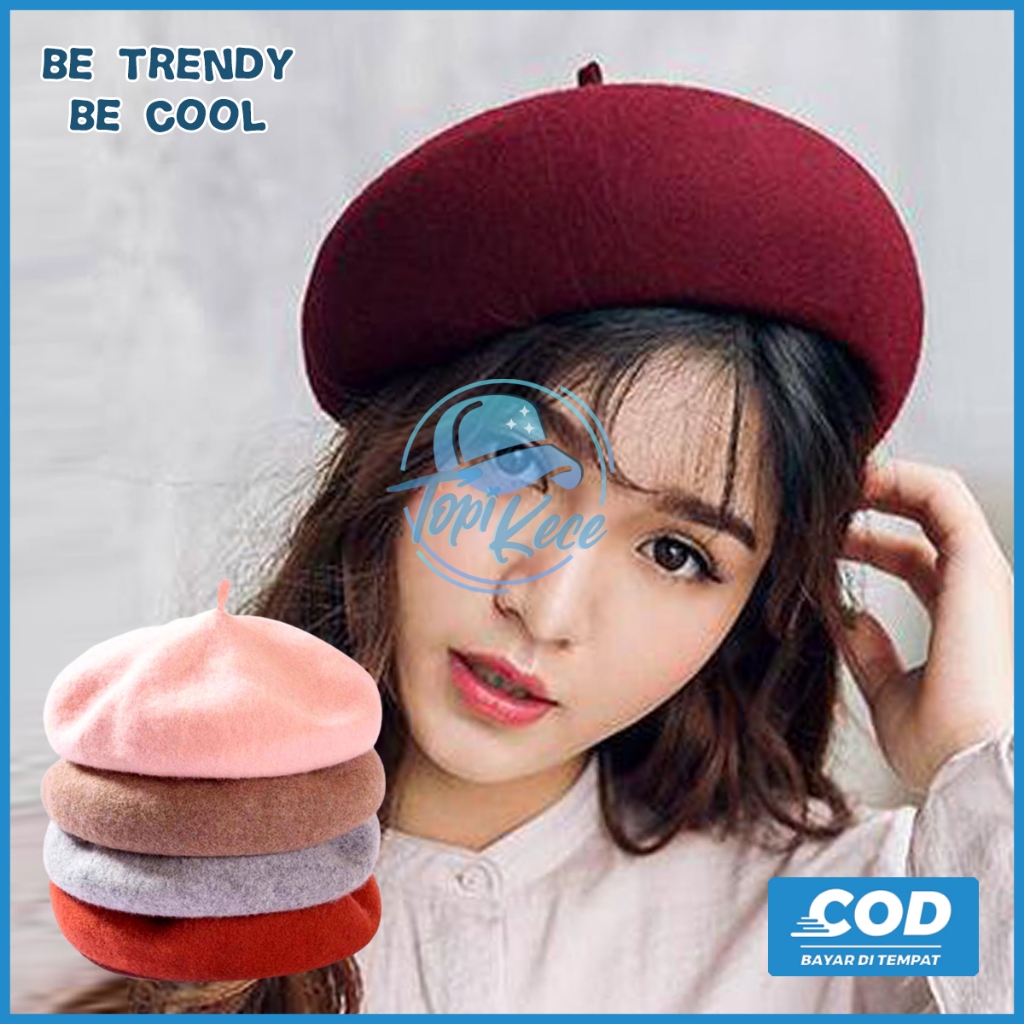 Jual Topi Baret Wanita Korea Wol Selebgram Hat Fashion Casual Winter ...