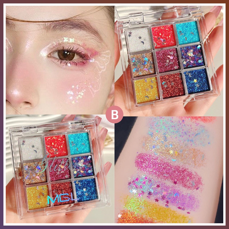 Jual [COD]MGL Eyeshadow Palette Glitter Highlight 9 Warna Korea ...