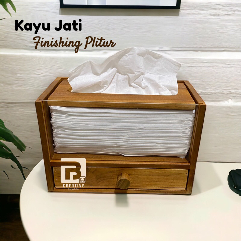 Jual Tempat tisu kayu / kotak tisu kayu jati estetik / wooden tissue ...