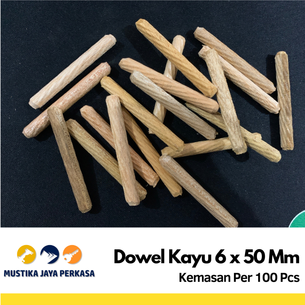 Jual Dowel Kayu Ulir Per 100 Pcs 8 x 32 mm 6 x 50 mm Ambalan Connector ...