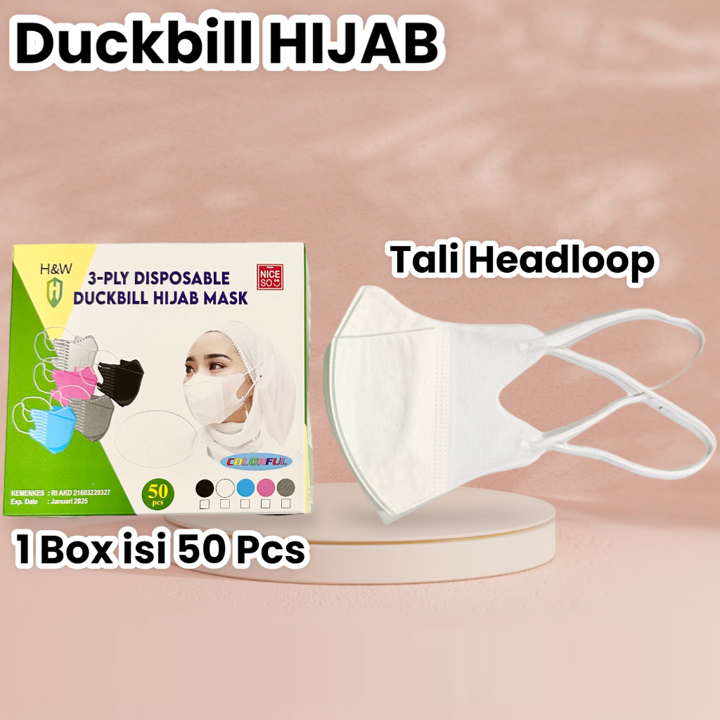 Jual Masker Duckbill Hijab / Duckbill Headloop Mix 50 Pcs | Shopee ...