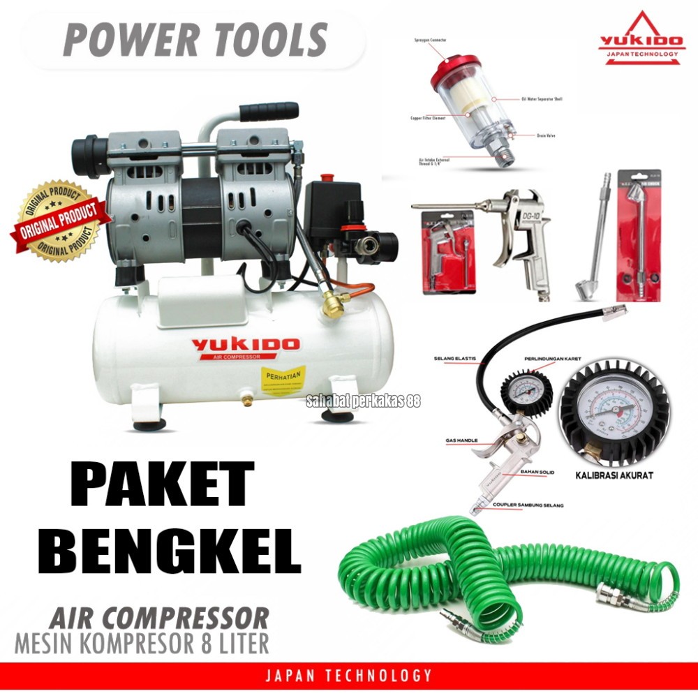 Jual YUKIDO !!! PROMO PAKET LENGKAP 6 ITEM Mesin Kompresor Angin ...