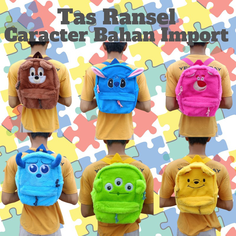Jual Tas Ransel Disney Plushie Karakter Winni the pooh Lotso chipmunk ...