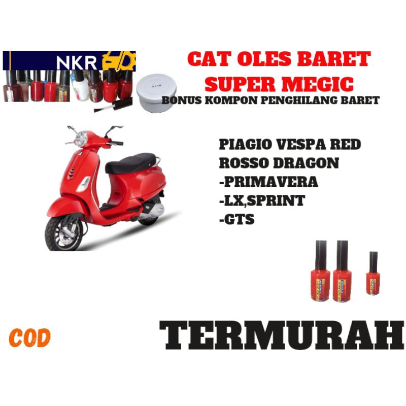Jual CAT OLES PENGHILANG BARET VESPA MERAH GLOSSY ,REF ROSSO DRAGON ...