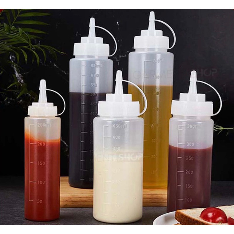 Jual BOTOL SAUS Plastik Kecap Dengan Angka Garis Putih Refillable ...