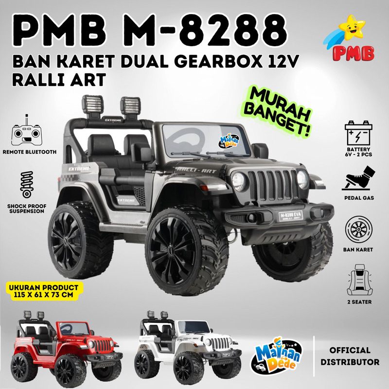 Jual Mainan Mobil Aki Anak PMB 8288 Jeep Rubicon OFF ROAD REMOTE M8288 ...