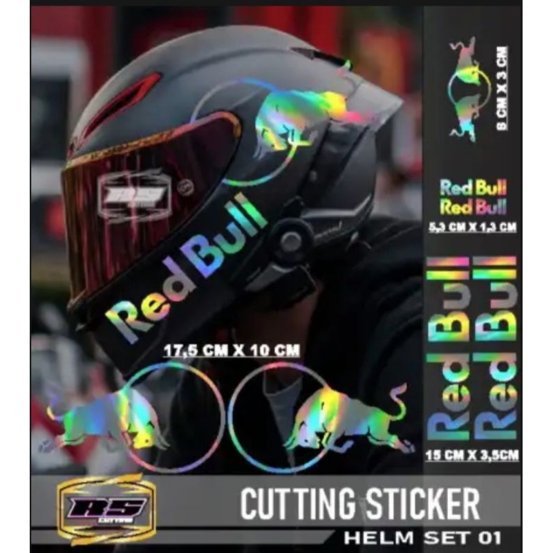Jual stiker helm Red Bull, 1 set, full set, cutting stiker, real pict ...