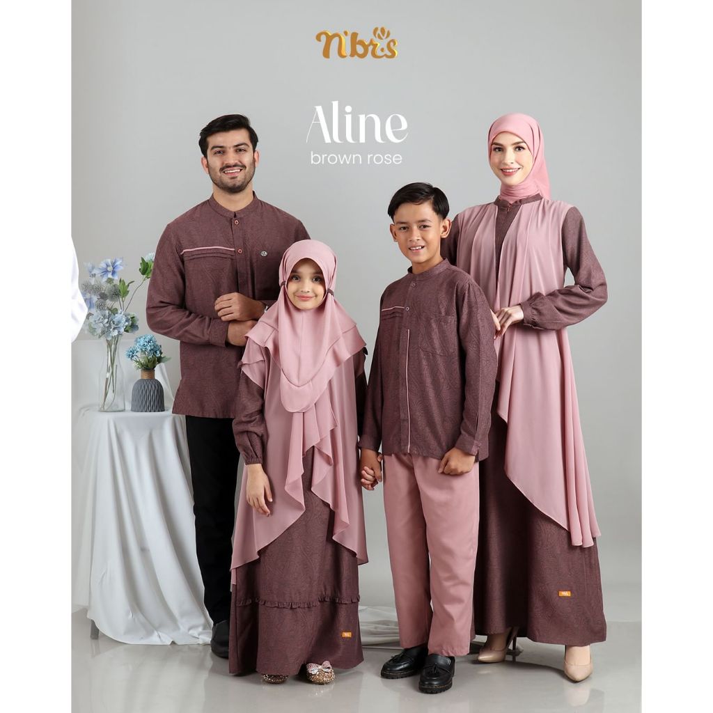 Jual NIBRAS Sarimbit Raya 2024 Aline Brown Rose Keluarga Pasangan ...