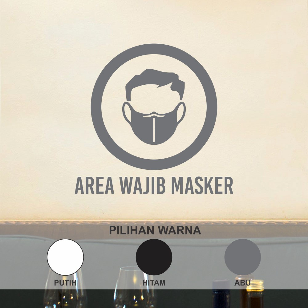 Jual Cutting Sticker Area Wajib Masker Bulat Stiker Kaca Cafe Resto ...