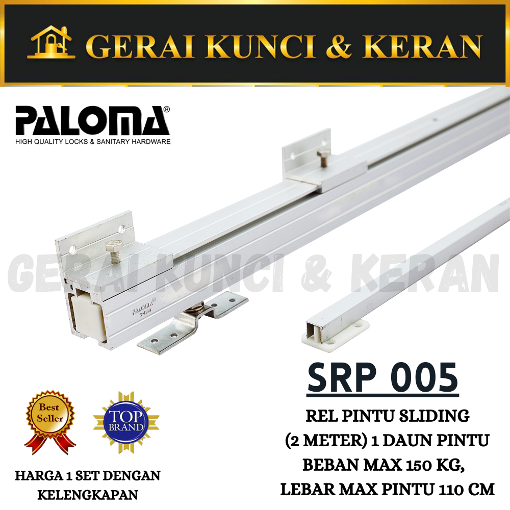 Jual PALOMA SRP 005 ( 2 Meter MAX BERAT 150KG ) 1 DAUN Rel Pintu Geser Sliding Rel 1 Daun Pintu ...