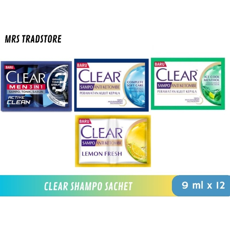 Jual CLEAR SHAMPO SACHET 9 ML X 12 | Shopee Indonesia