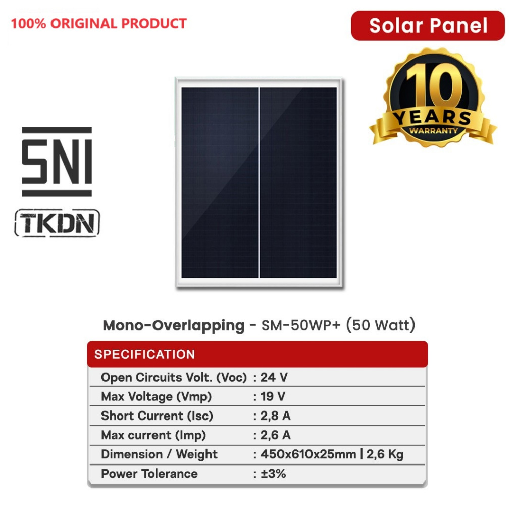 Jual Sunwatt Solar Panel - SM-50WP (50 Watt) Mono Overlapping | Shopee ...