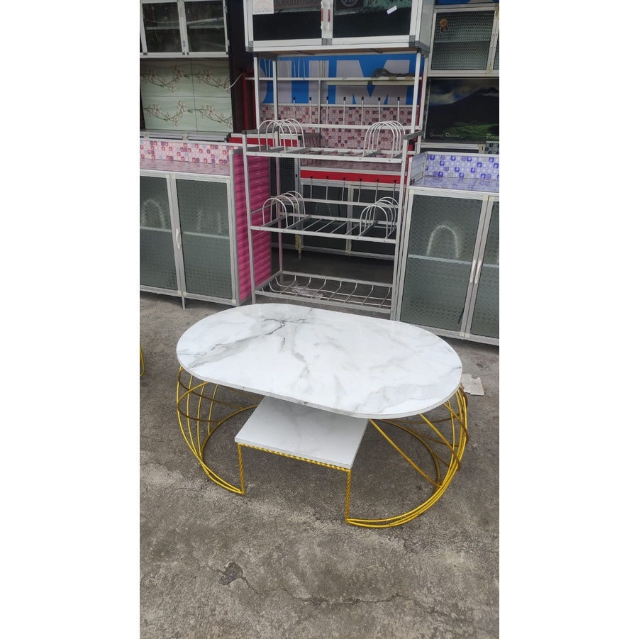 Jual Meja Sofa Mewah Kaki Besi Top HPL | Shopee Indonesia