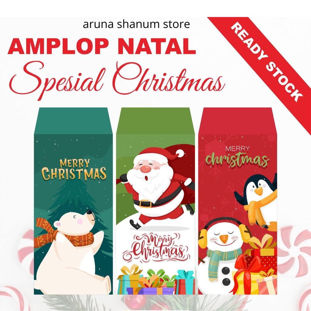 Jual Amplop Angpao Natal Christmas 10 lembar [Jumbo Siap Pakai ...