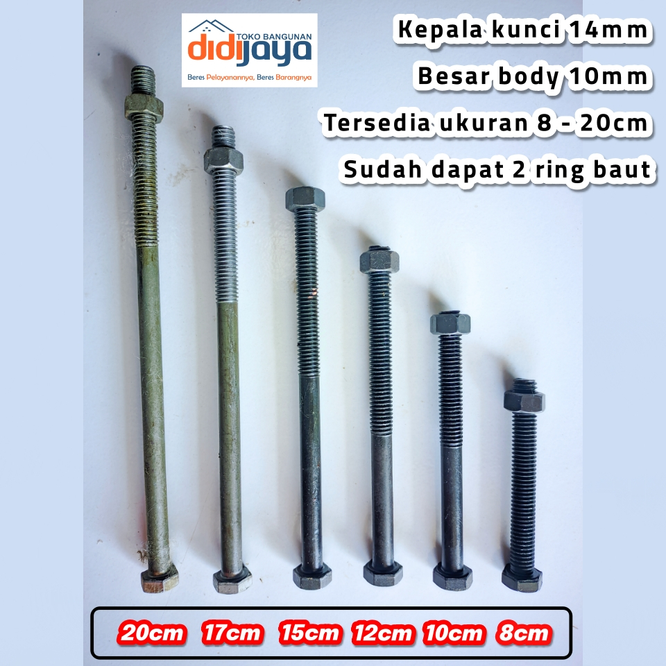 Jual Baut Blandar - Baut Kayu Balok Baja kunci 14mm panjang 15cm - MUR ...