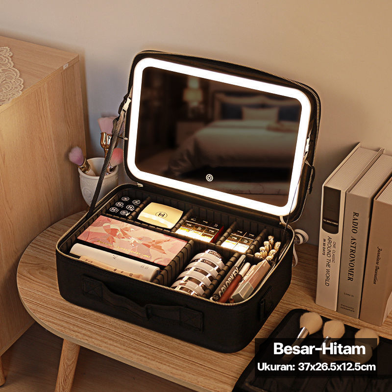 Jual 【COD】Tas Kosmetik dengan Cermin Lampu LED Tas Makeup Beauty Case ...