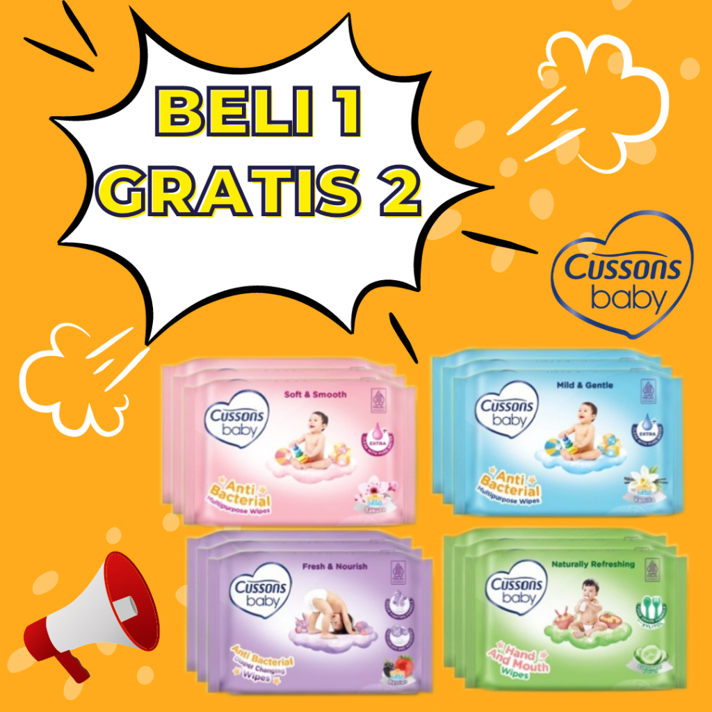 Jual [PROMO] Beli 1 Gratis 2 Cussons Baby Wipes 45's | Shopee Indonesia