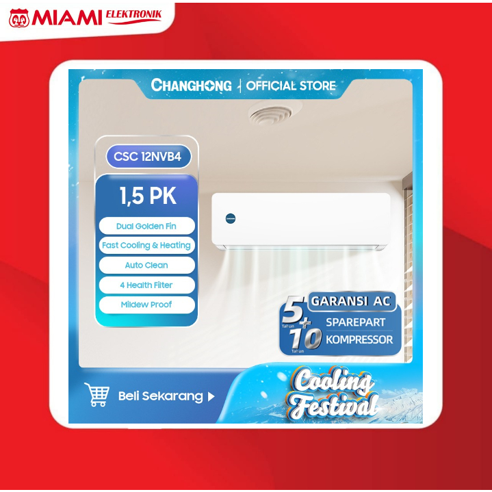 Jual CHANGHONG AC Split 1,5 PK - CSC 12NVB4 [INDOOR + OUTDOOR UNIT ONLY ...