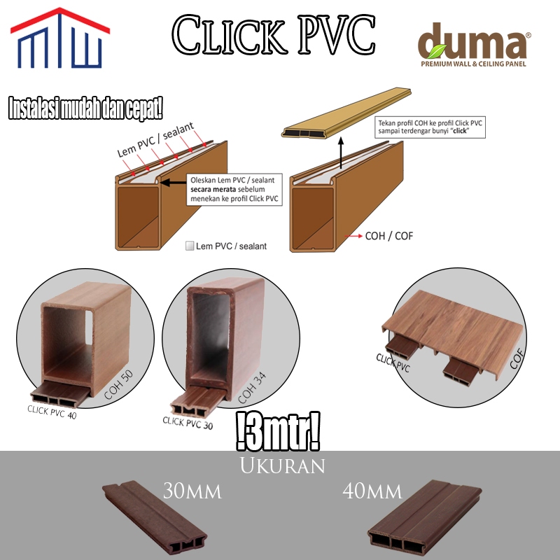 Jual Click PVC aksesoris pasang COH Wallpanel WPC DUMA Anti rayap,air ...