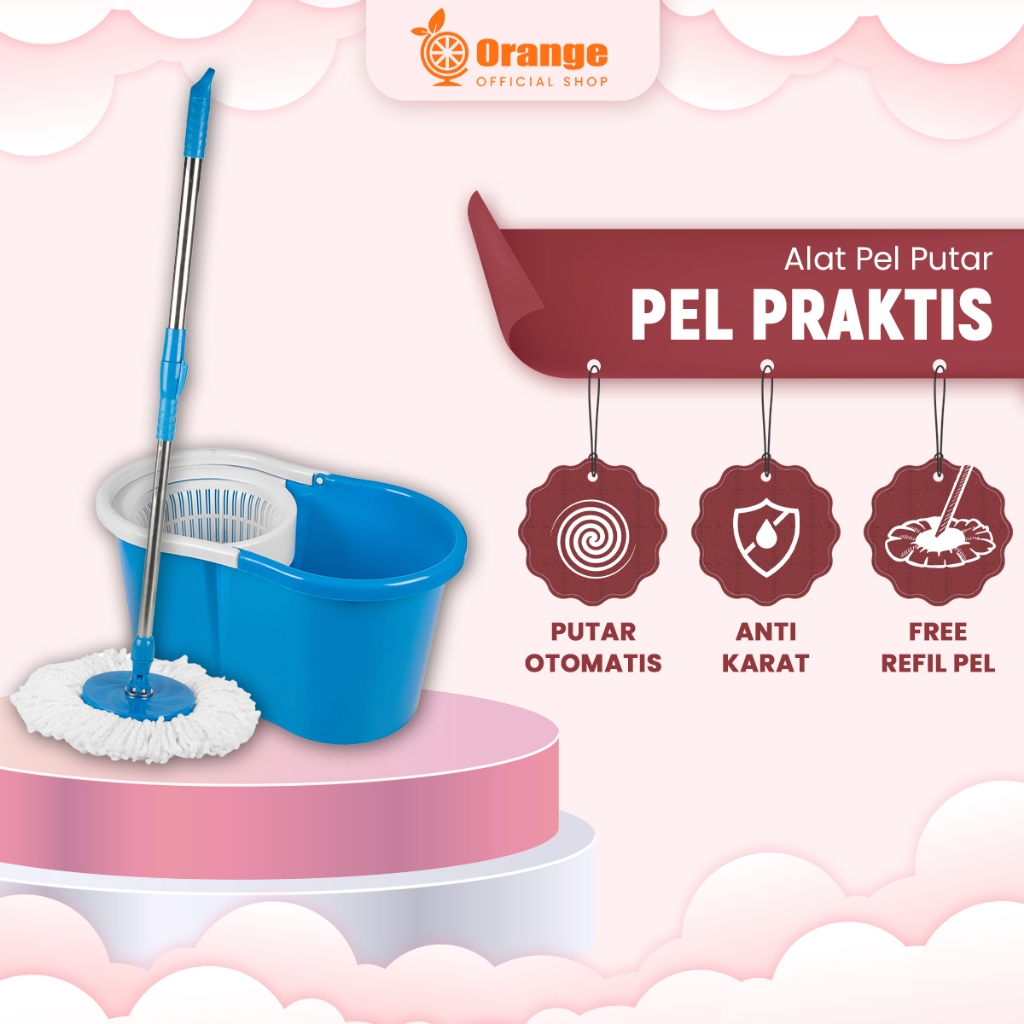 Jual Super Mop Alat Pel Lantai Ember 2 in 1 Spin Mop Putar Set Pel ...