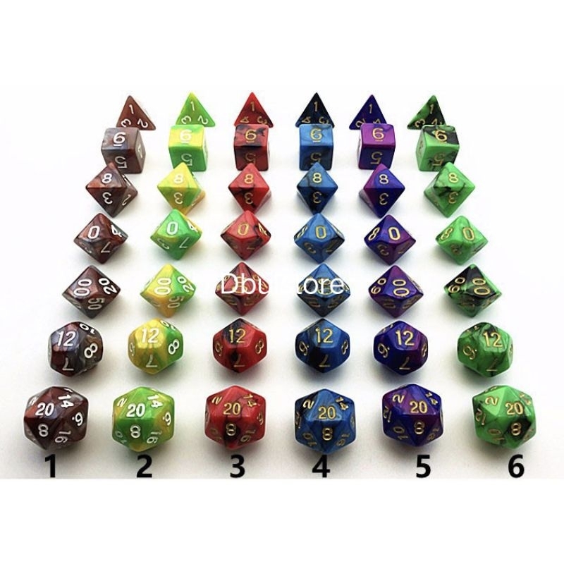 Jual Dadu Dungeons Dragons Polyhedral Board Game Dice Set Hitam ...