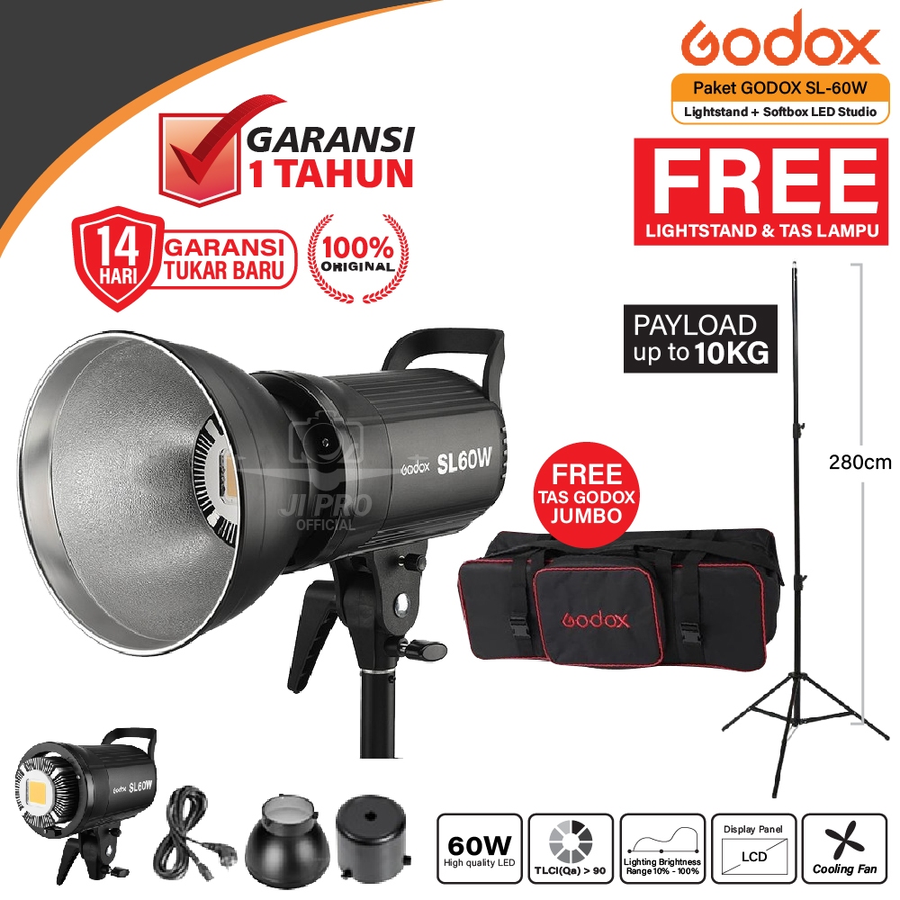 Jual Paket GODOX SL-60W / SL60W / SL60 W - Lightstand + Softbox - LED Studio | Shopee Indonesia