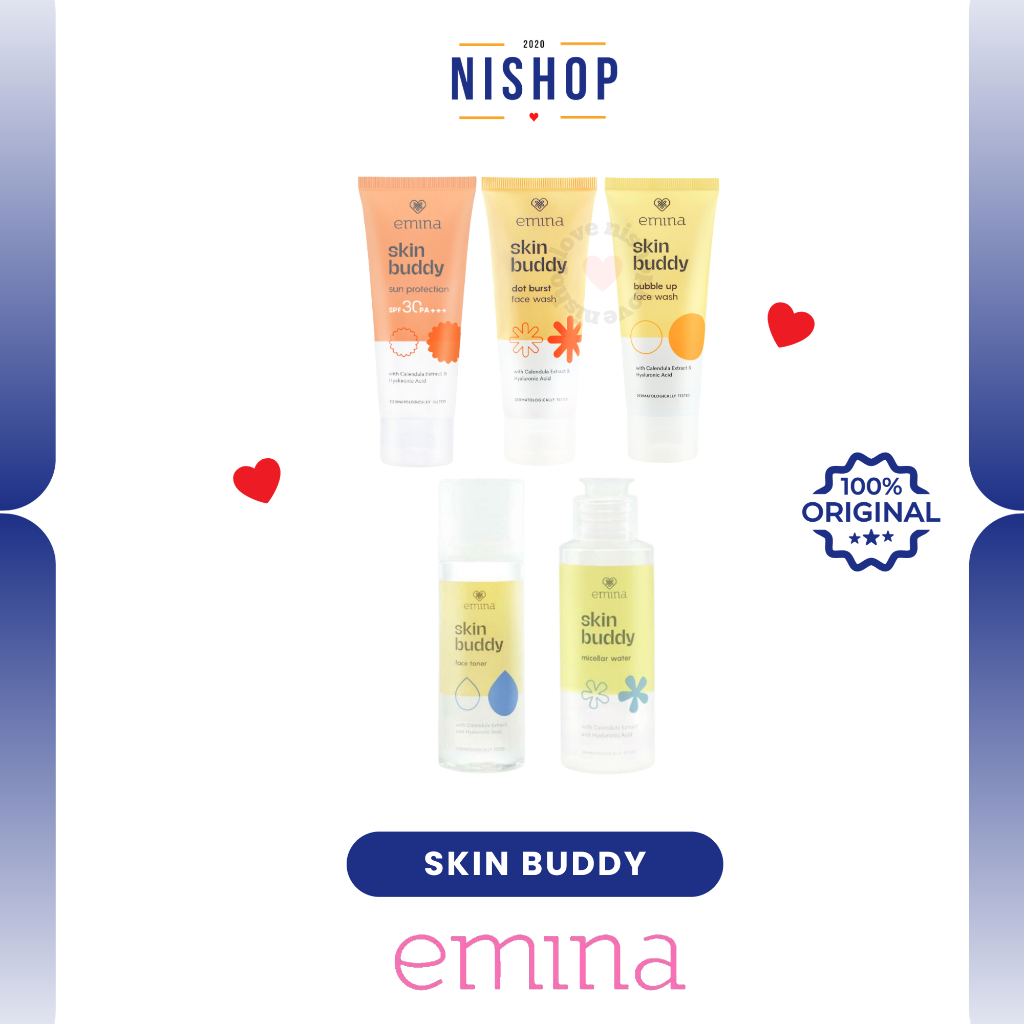 Jual 𝗘𝗠𝗜𝗡𝗔 Skin Buddy Series / Bubble Up Face Wash Sun Protection SPF ...