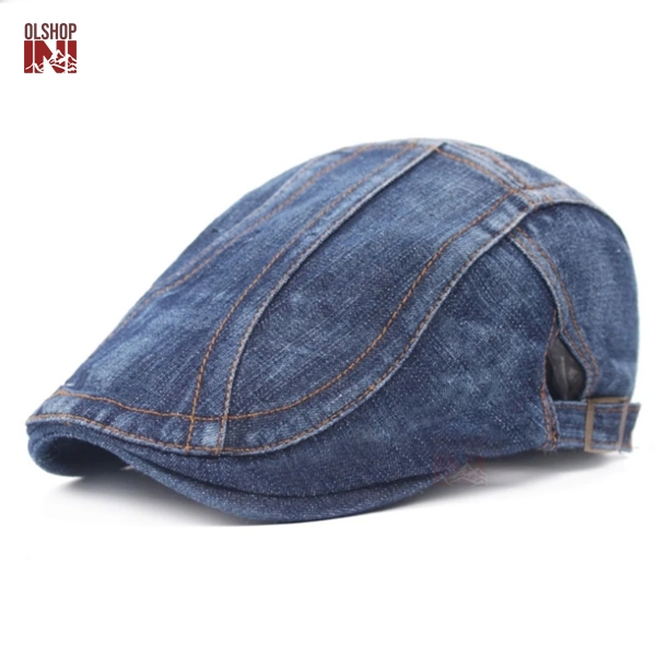 Jual Topi Pet Retro Vintage Jeans Flat Cap Katun Dark Blue | Shopee ...
