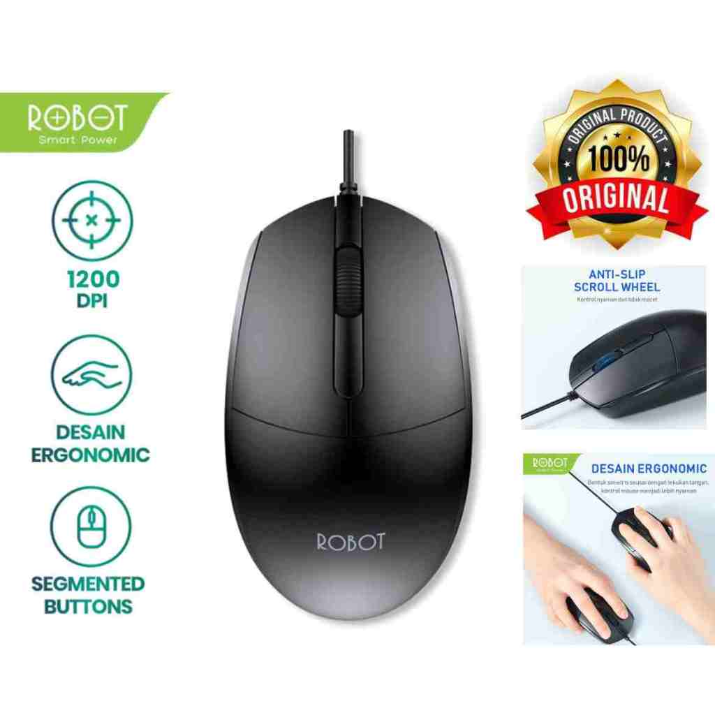 Jual Original Mouse Kabel Robot ROBOT M102 Black | Shopee Indonesia