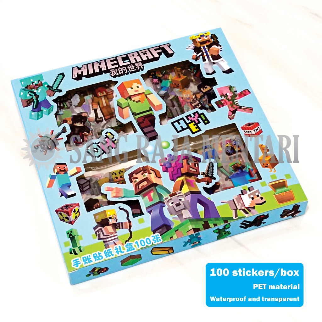 Jual Sticker Roblox Minecraft Waterproof Dapat Box isi 100 Lembar ...