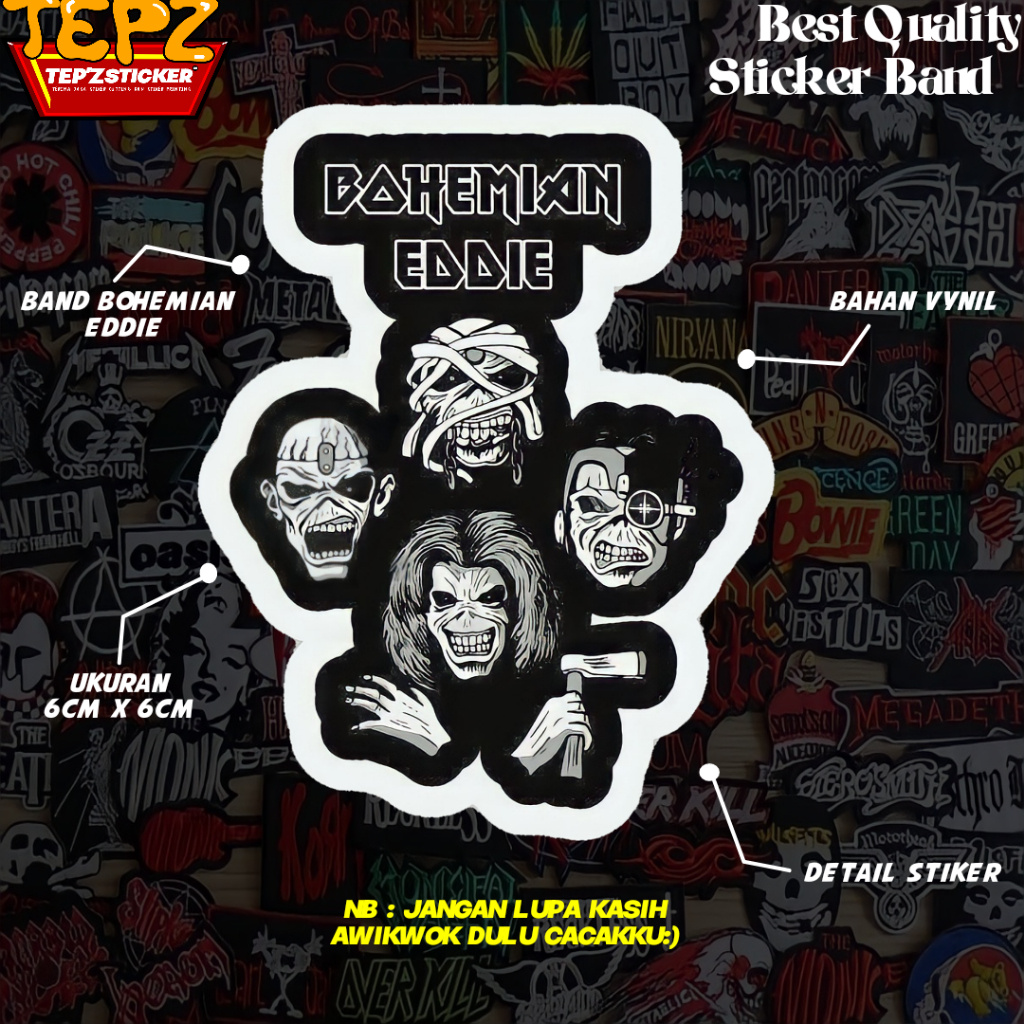 Jual STIKER STICKER (BAND BOHEMIAN EDDIE) STIKER BAND|STIKER METAL ...