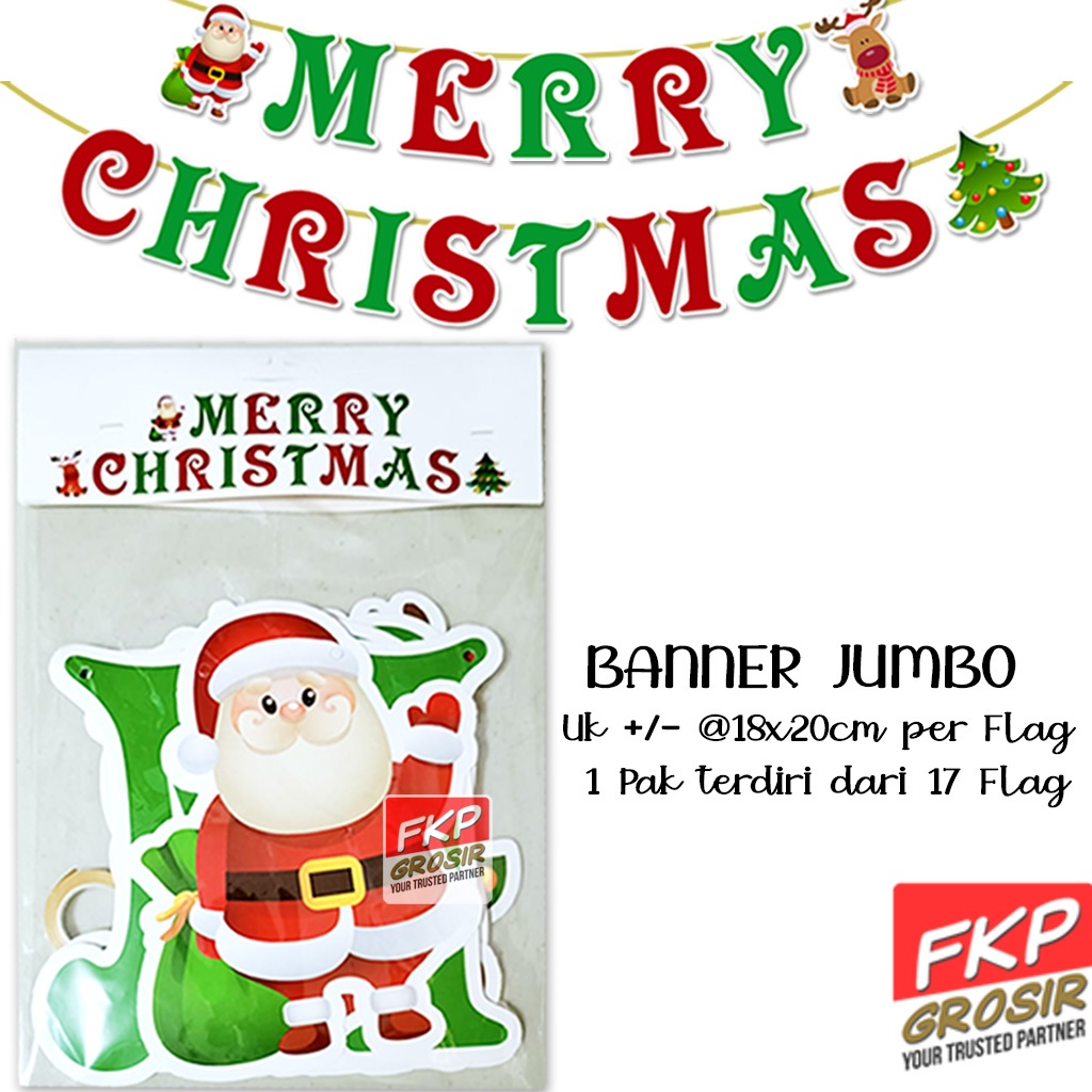Jual GROSIR Per 12 Pcs - BANNER JUMBO NATAL / BANNER MERRY CHRISTMAS ...