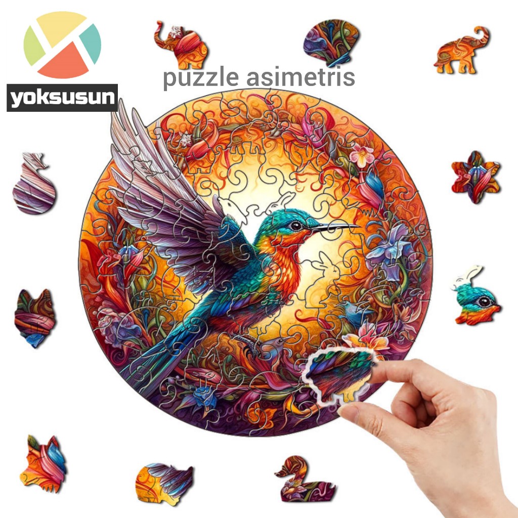 Jual Yoksusun - Asimetris Premium Puzzle kayu edisi Burung Hiasan untuk ...