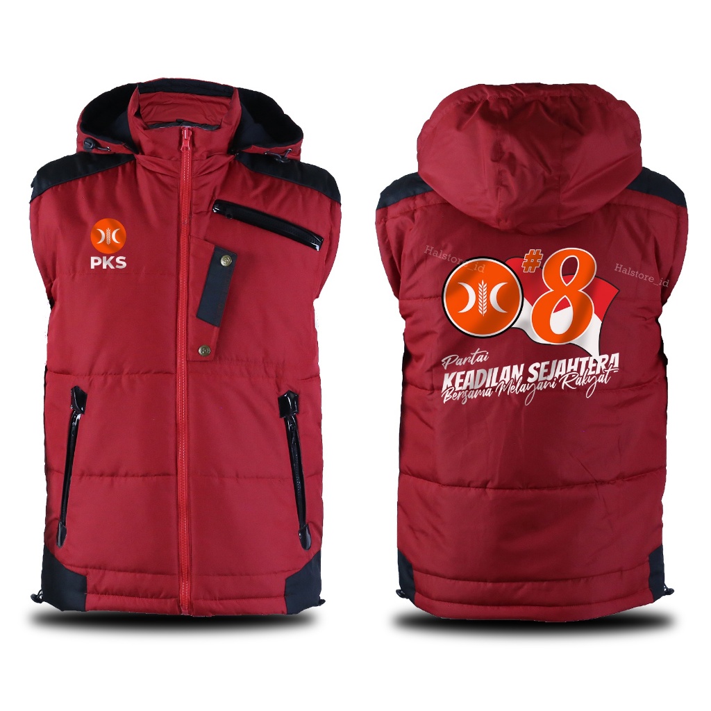 Jual Rompi Partai PKS Bahan Premium Quality/ Rompi Parasut Tebal Hoodie ...
