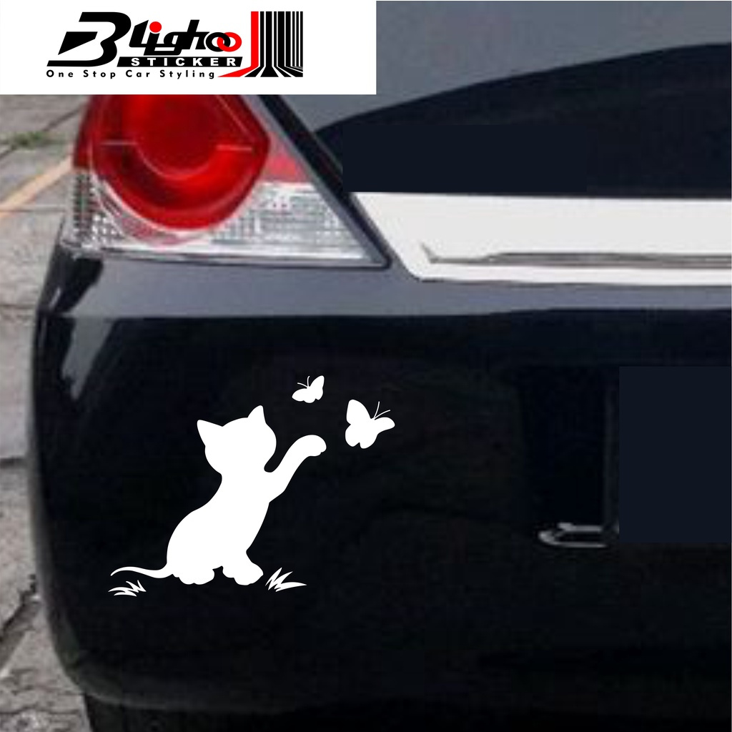 Jual 0468 STIKER BEMPER CAT BUTTERFLY CUTTING STICKER MOBIL KUCING KUPU ...