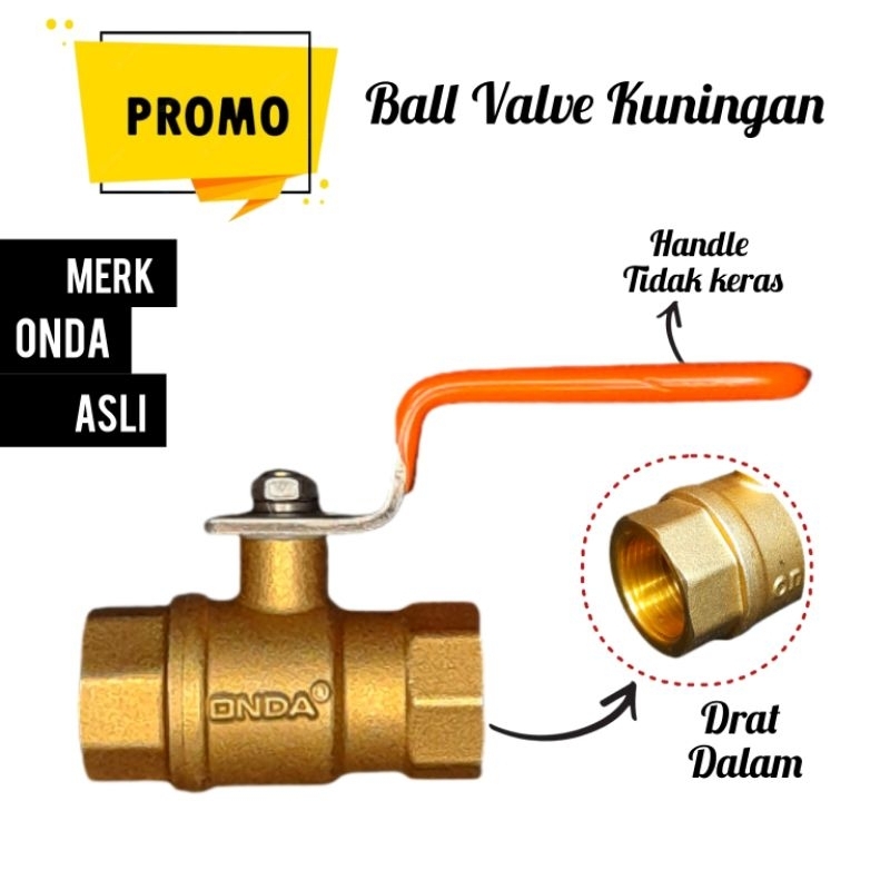 Jual Ball Valve Kuningan 1/2" inch Stop Keran Kran Ball Valve Brass Onda Original | Shopee Indonesia