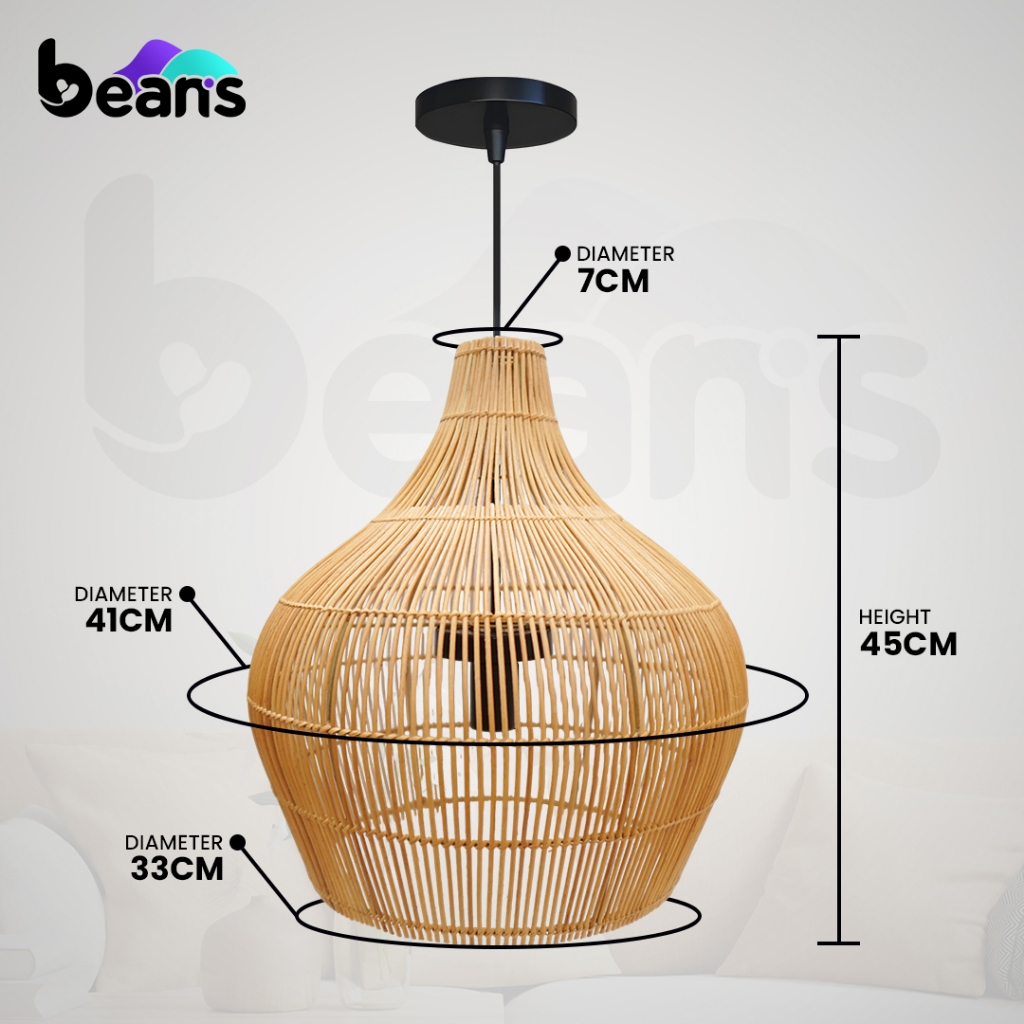 Jual Beans Lampu Gantung Rotan - Hanging Lamp - Pendant Lamp - Lampu ...