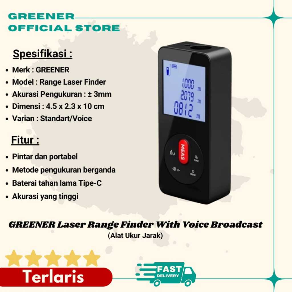 Jual GREENER Laser Range Finder With Voice Broadcast - Alat Ukur Jarak ...