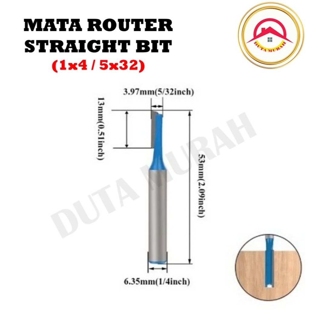 Jual Mata Router Lurus Straight Bit 3mm 4mm 5mm 6mm 8mm 10mm 12mm x 1/4 ...