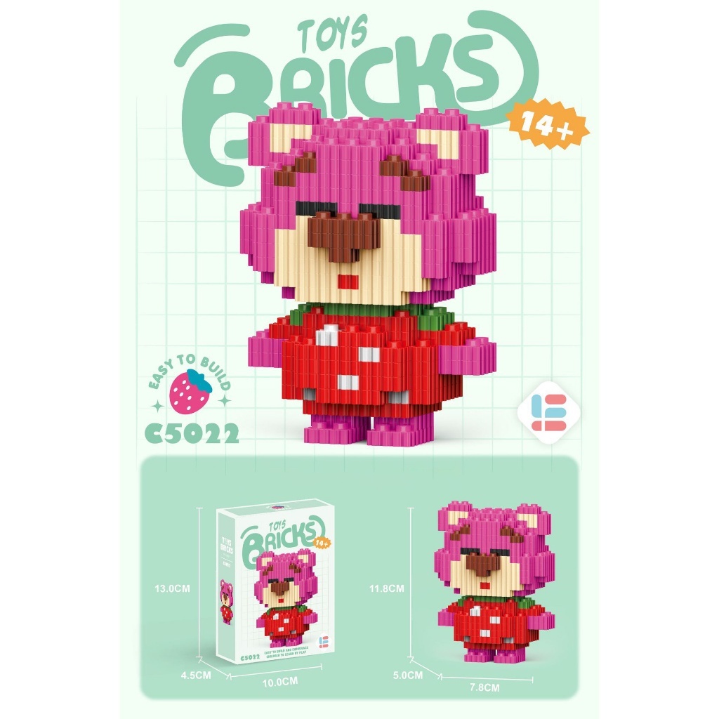 Jual Nano Block Bricks Mainan Lotso Strawberry Cute Mainan Balok Susun ...