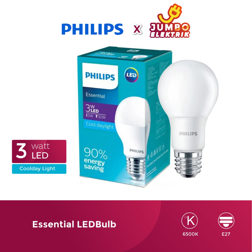 Jual Lampu Led Philips Essential 3W 3 Watt 6500K Putih | Shopee Indonesia