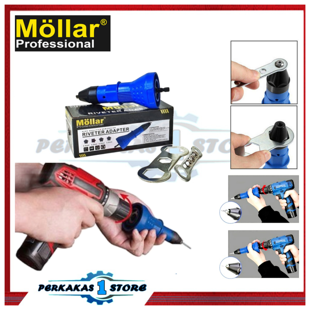 Jual MOLLAR Alat Rivet Tang Rivet Ripet Sambung Konverter Bor Rivet Gun ...