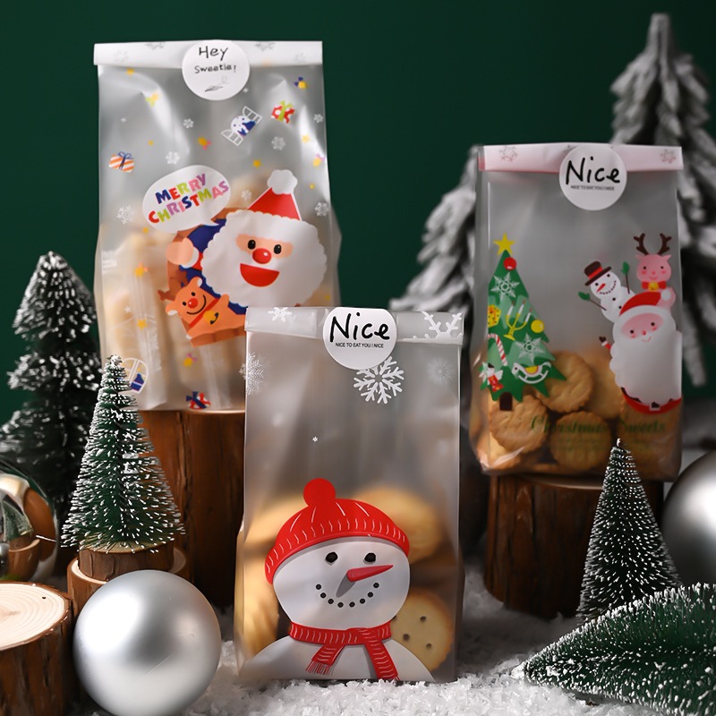 Jual 50Pcs Plastik seal kemasan snack nougat roti motif Christmas Natal ...