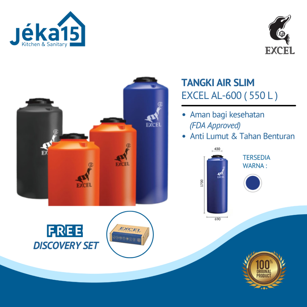 Jual EXCEL AL - 600 TANGKI AIR SLIM TOREN 550 LITER | Shopee Indonesia