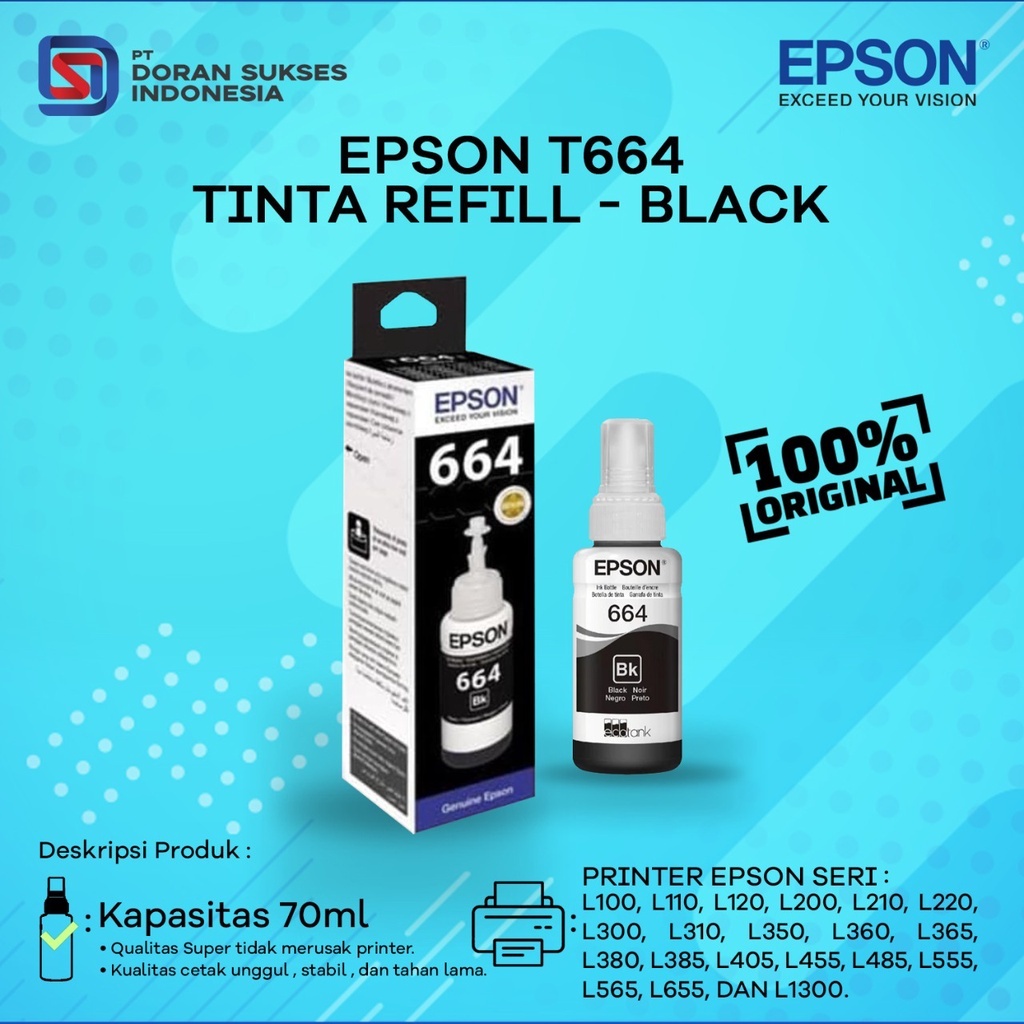 Jual Tinta Printer Refill Isi Ulang Epson T664 Black Cyan Magenta Yellow - Original | Shopee ...