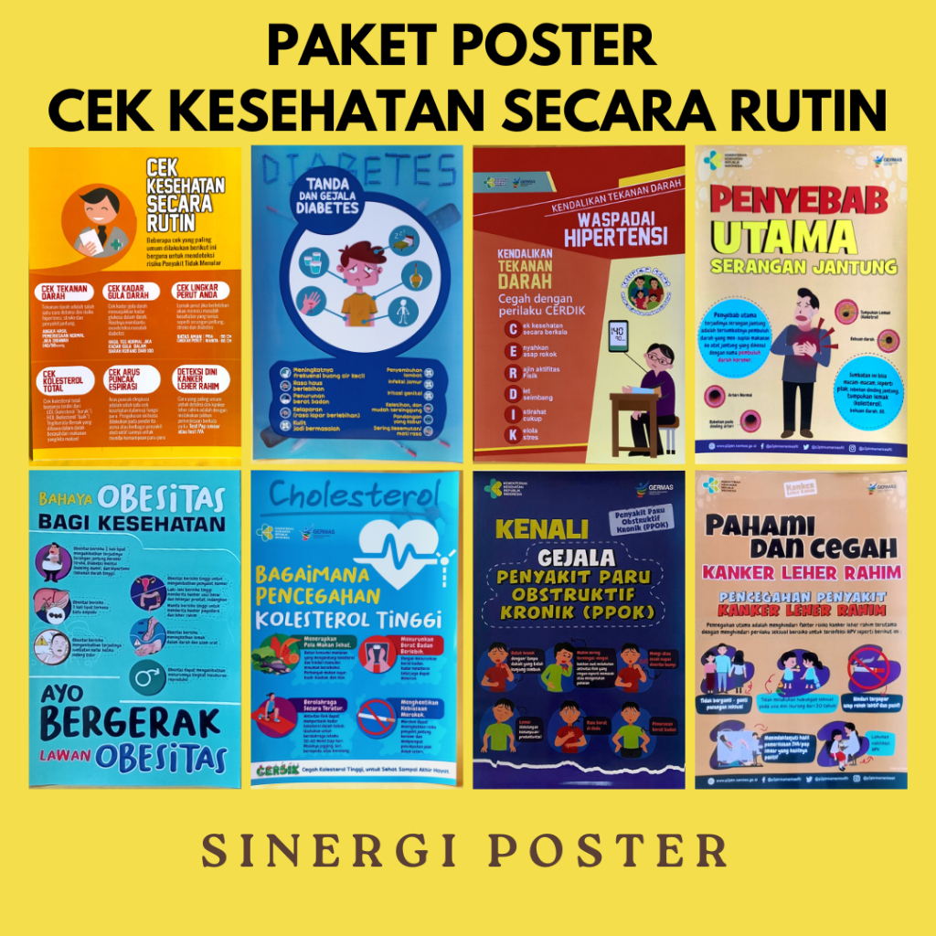 Jual Paket Poster | Paket 8 Poster Cek Kesehatan Rutin | Poster ...